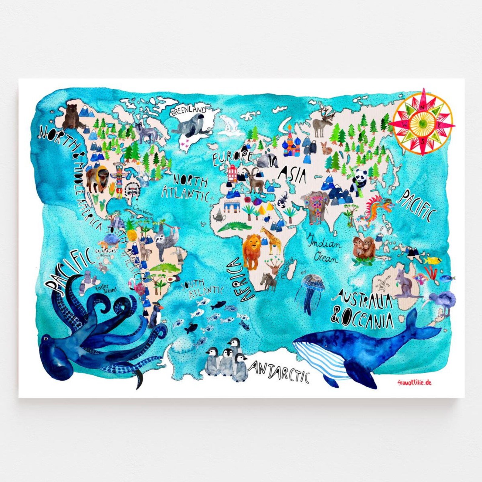 World Map for Children / Kids Poster Print Decoration for - Etsy