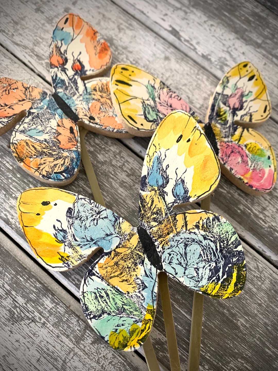 Hand Painted Butterfly Poke, Plant Marker, Butterfly Decor - Etsy