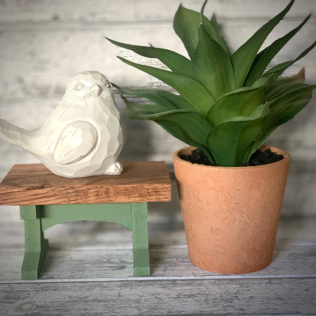 Lush Green, Wood Riser, Reclaimed Wood, Wood Top, Painted Base, Wood ...