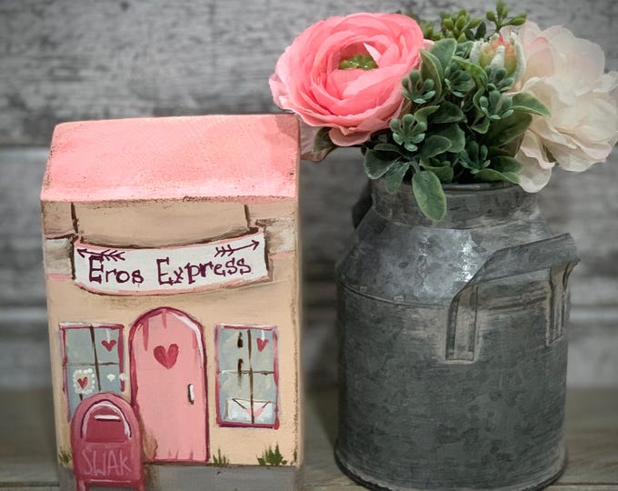 Valentines Wood House, Post Office, Love Letter, Tiered Tray Decor ...