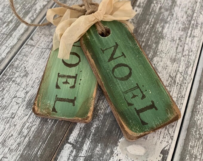 2 Christmas Wood Gift Tags, Noel Tag, Ornaments, Bottle Tags, Tiered ...