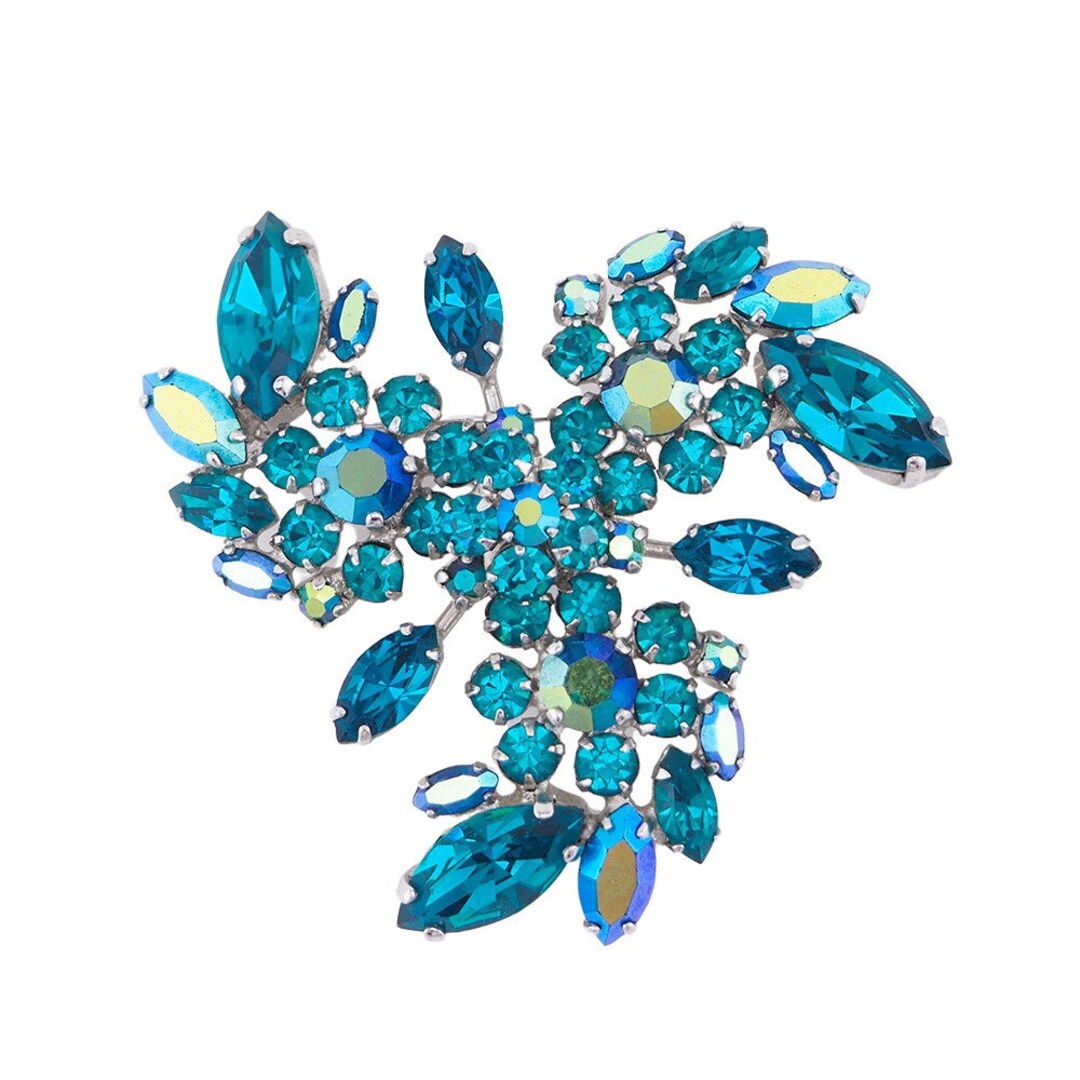 Sherman Pinwheel Brooch, Vintage Rhinestone Brooch, Aurora Borealis ...