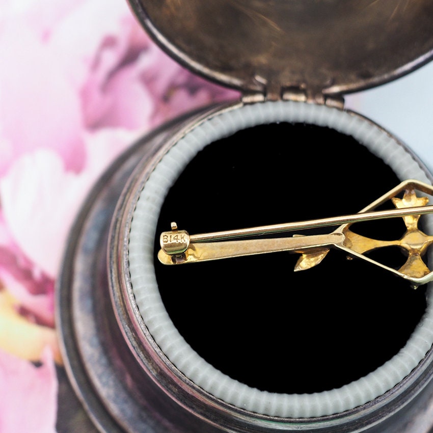 Edwardian Bar Pin 14K Gold Brooch Bar Pin Seed Pearl - Etsy