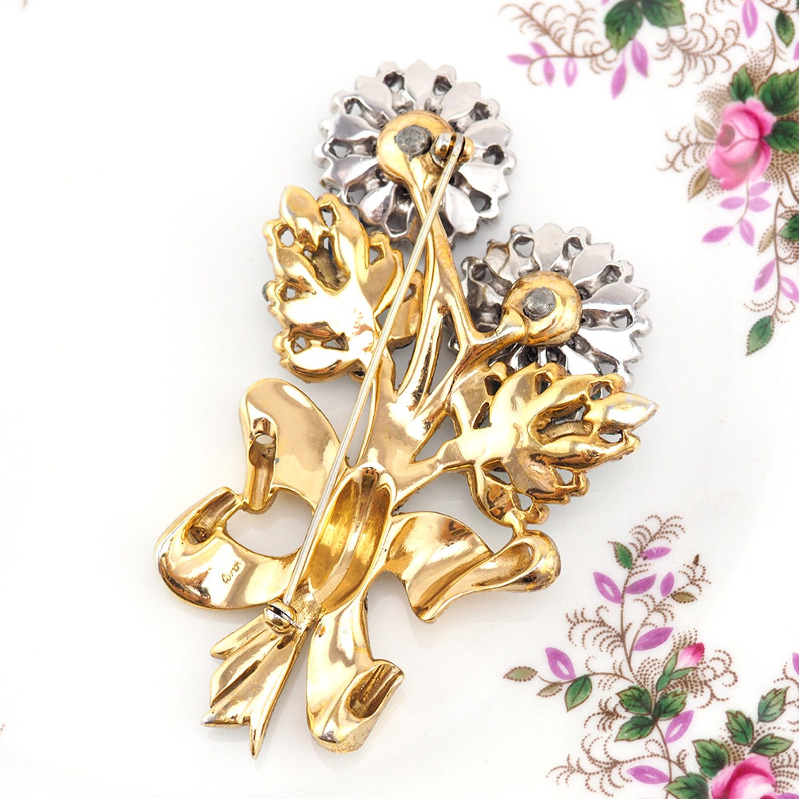 Coro Brooch, 1940s Brooch, Coro Bouquet Brooch, Coro Rhinestone Brooch ...