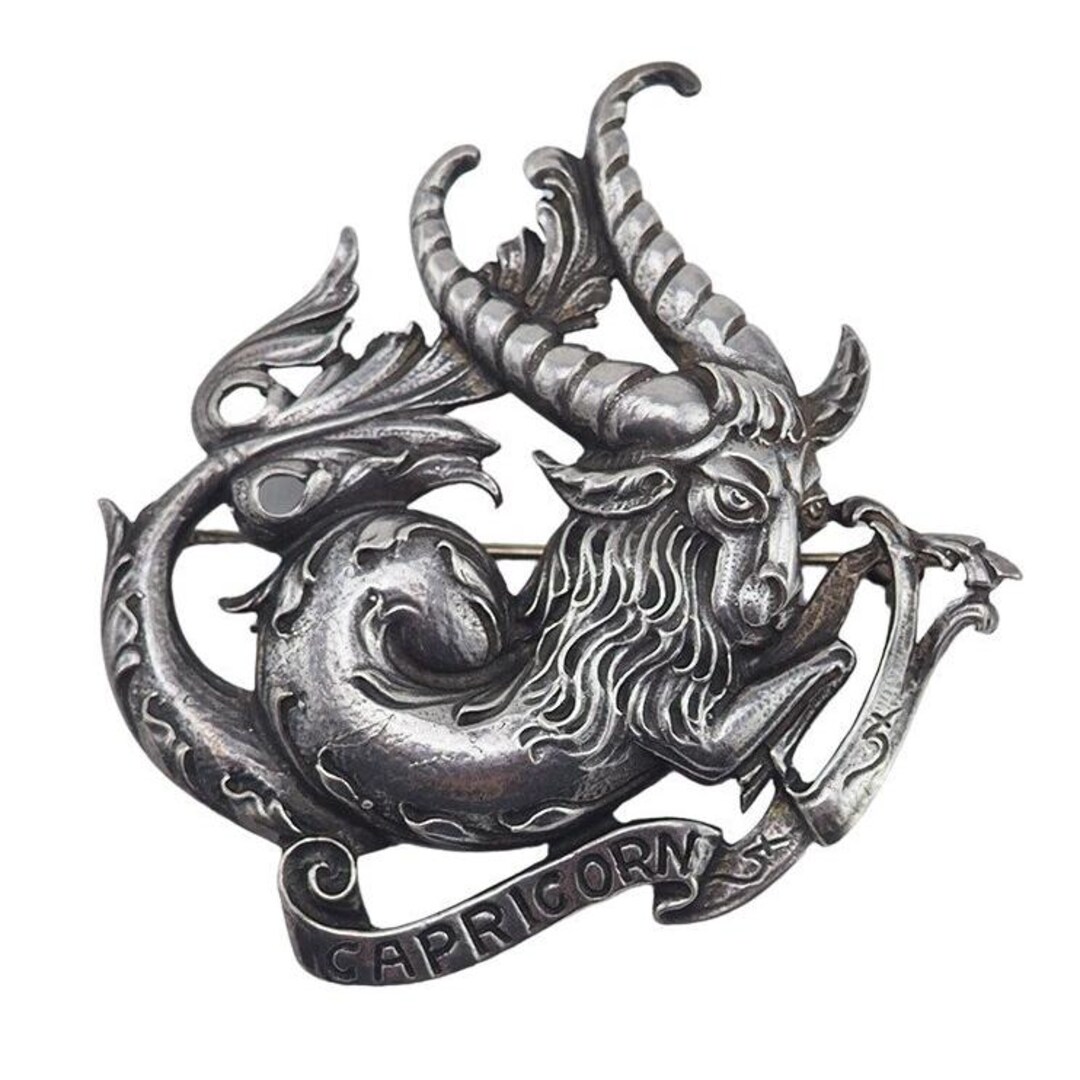 Cini Sterling, Cini Zodiac, Cini Capricorn, Capricorn Brooch, Zodiac ...