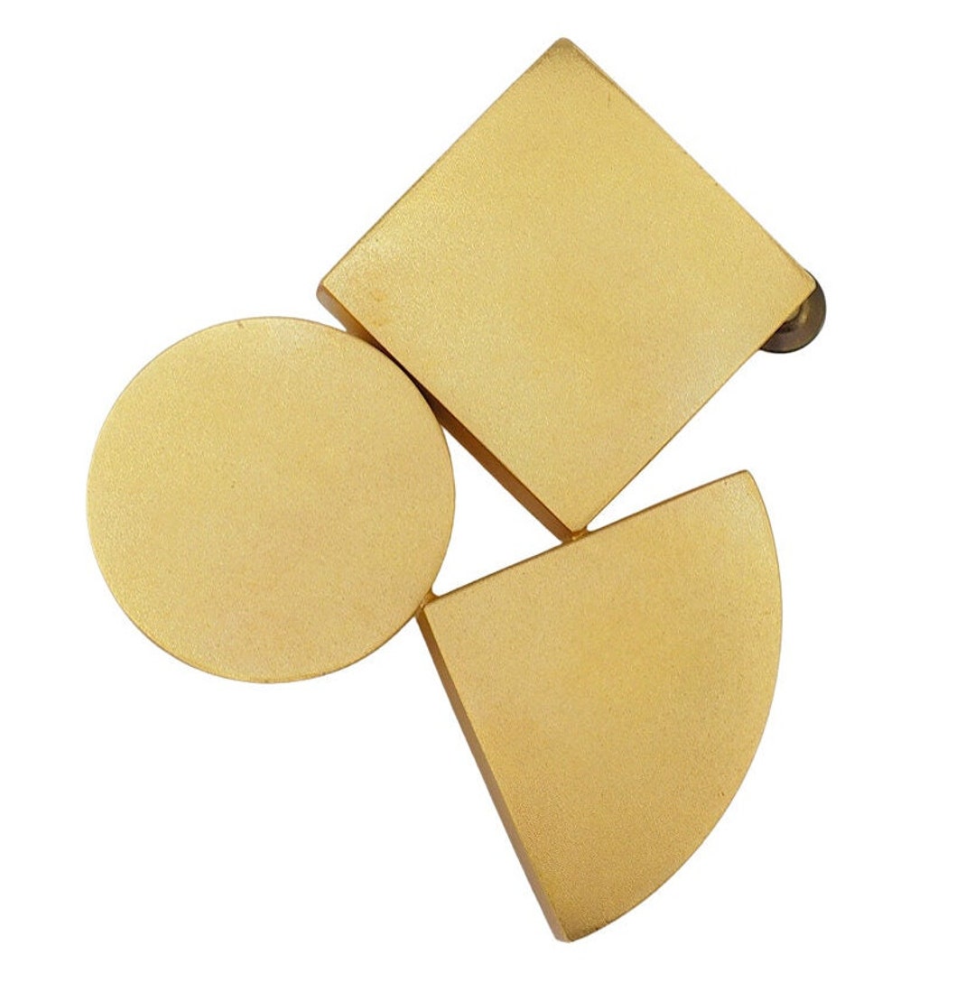 Matte Gold Brooch, Shapes Brooch, Modernist Brooch, Geometric Brooch ...