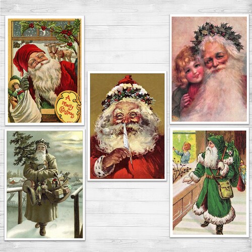 Vintage Santa Print Set Vintage Art Antique Christmas Art - Etsy