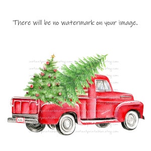Red Truck Christmas PNG Sublimation Snow Old Antique Vintage HTV Iron ...