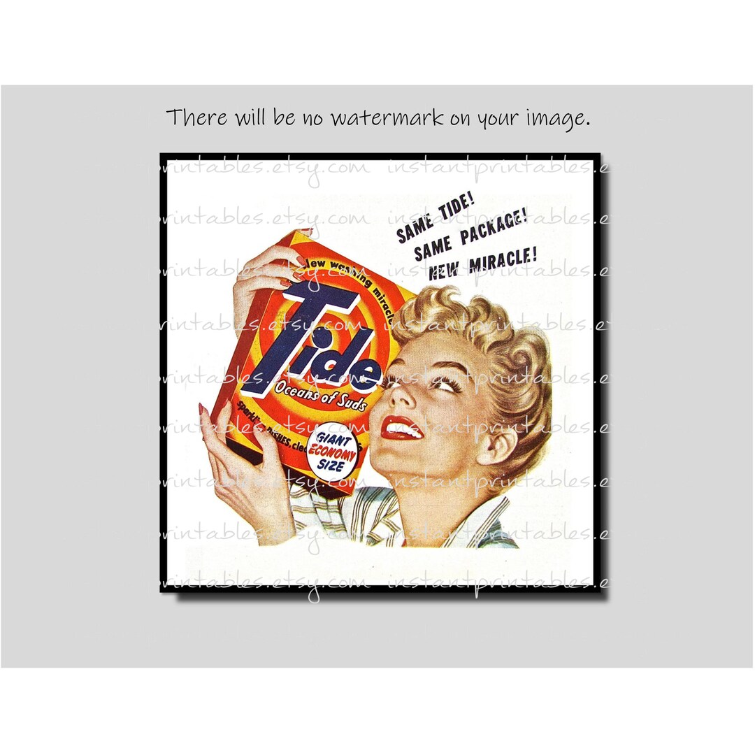 Vintage Tide Ad Print, 1950s Laundry Room Decor (digital Download) - Etsy
