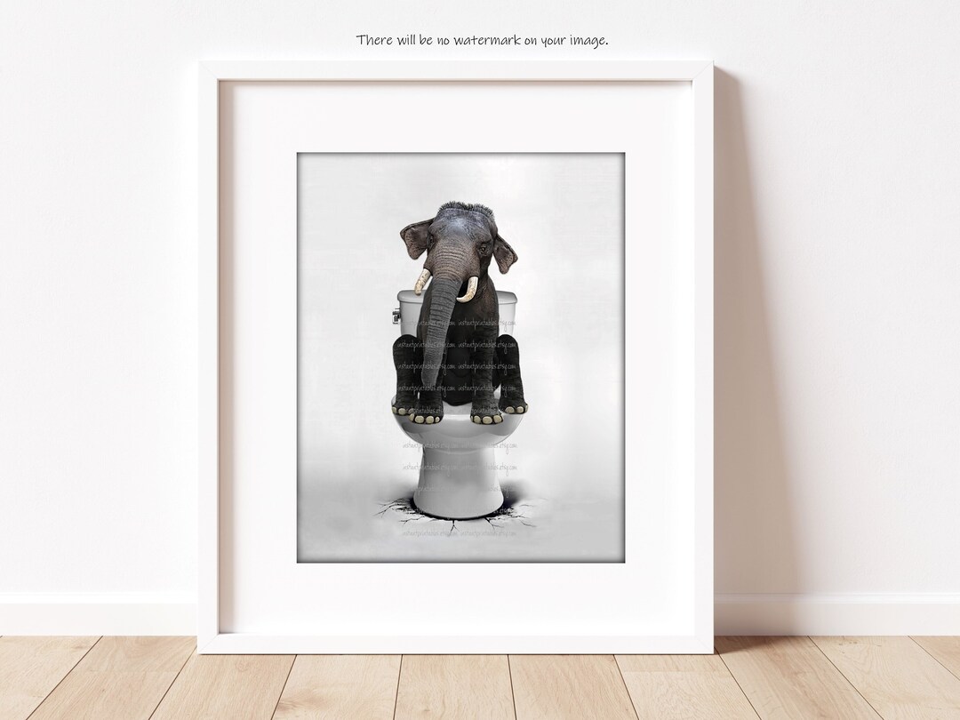 Elephant Sitting on Toilet Wall Decor Art Print Printable - Etsy UK
