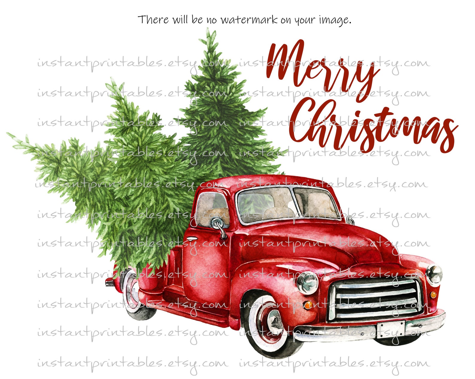 Christmas PNG Red Truck for Sublimation Snow 3 Trees - Etsy