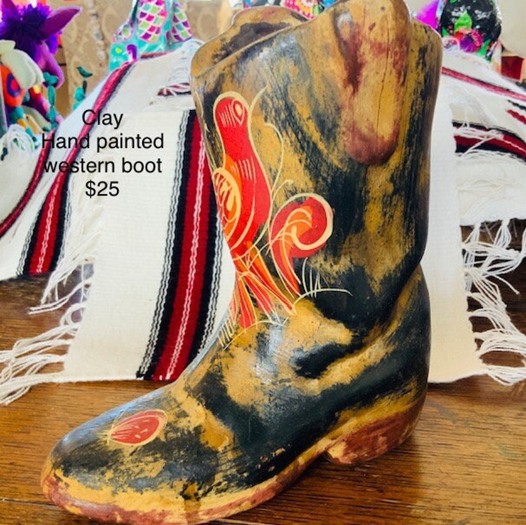 Hand Painted Clay Boot - Etsy