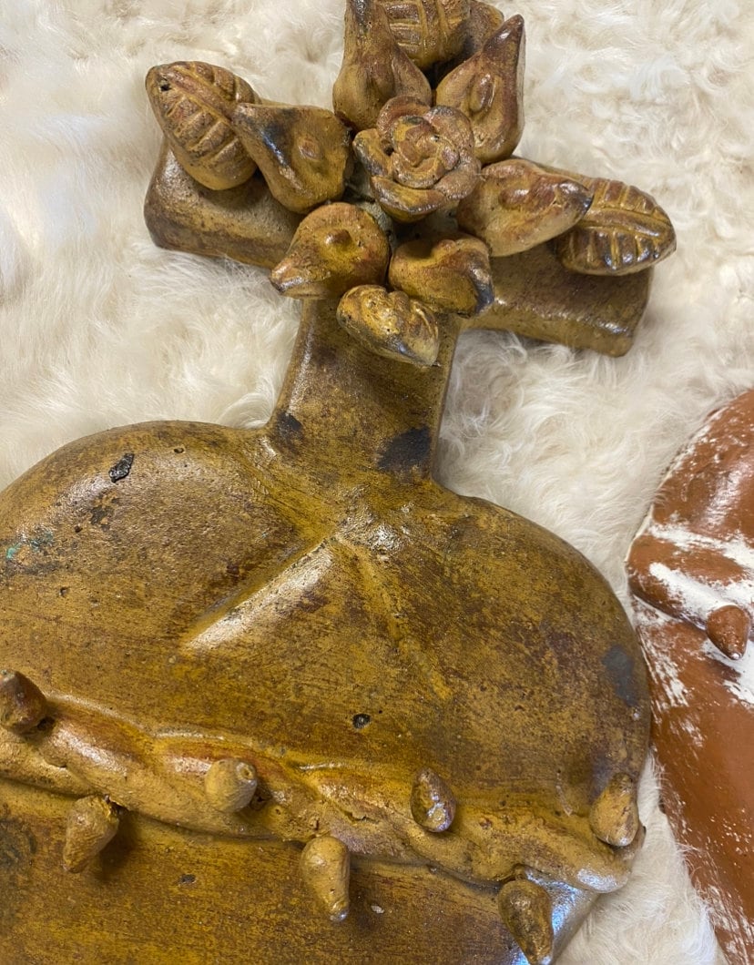 Large Clay Sacred Heart- Solid - Etsy