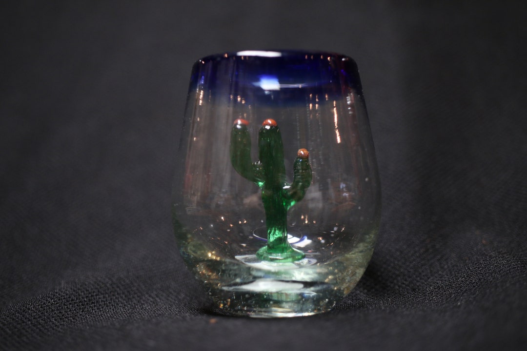 Glass Hand Blown Cactus Shot Glass - Etsy