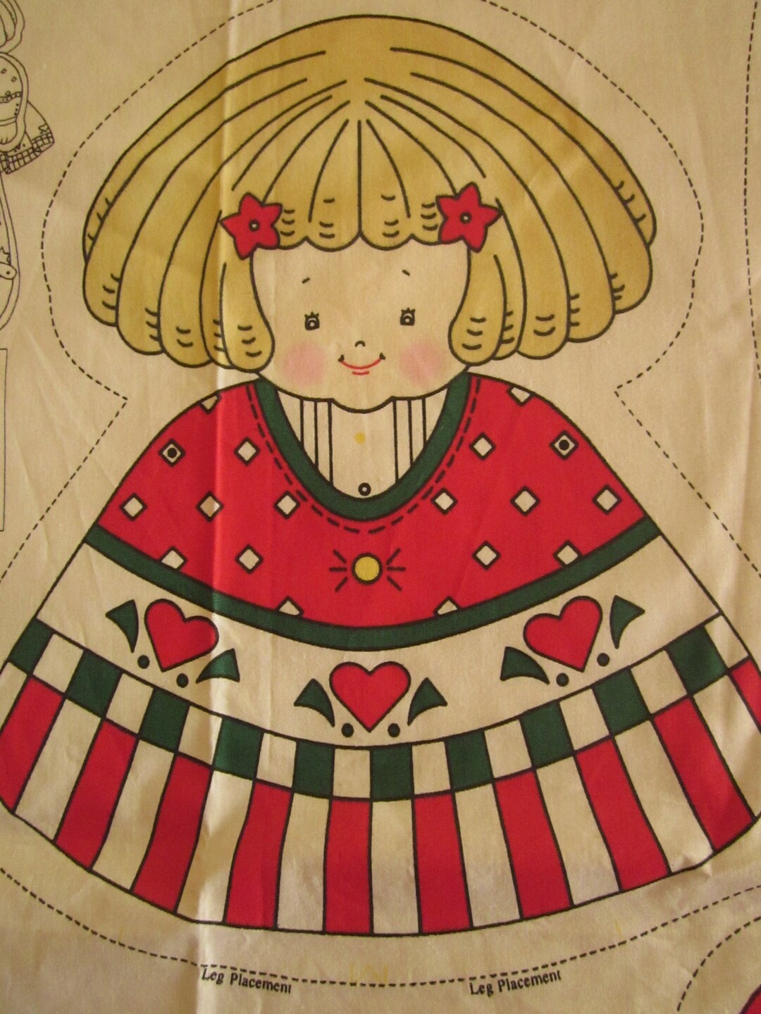 Vintage Angel Fabric Doll Pillow Toy Unused Quilt Block Appliqué Red ...