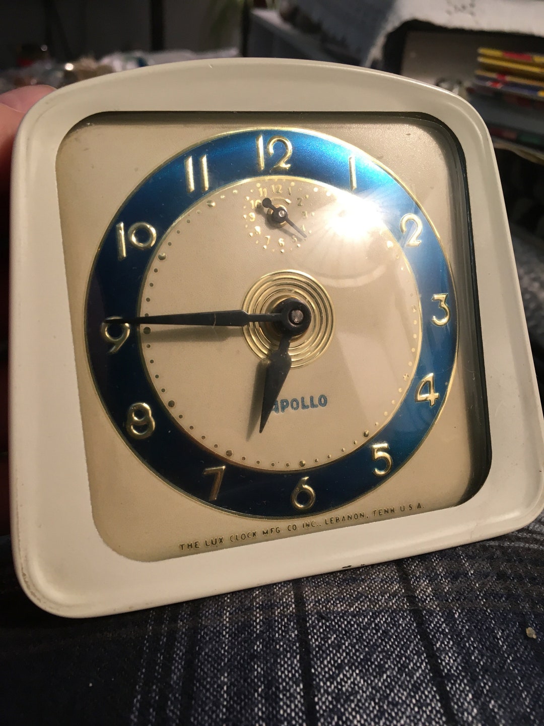 Vintage Lux Alarm Clock MCM Bookshelf Decor Blue Band - Etsy