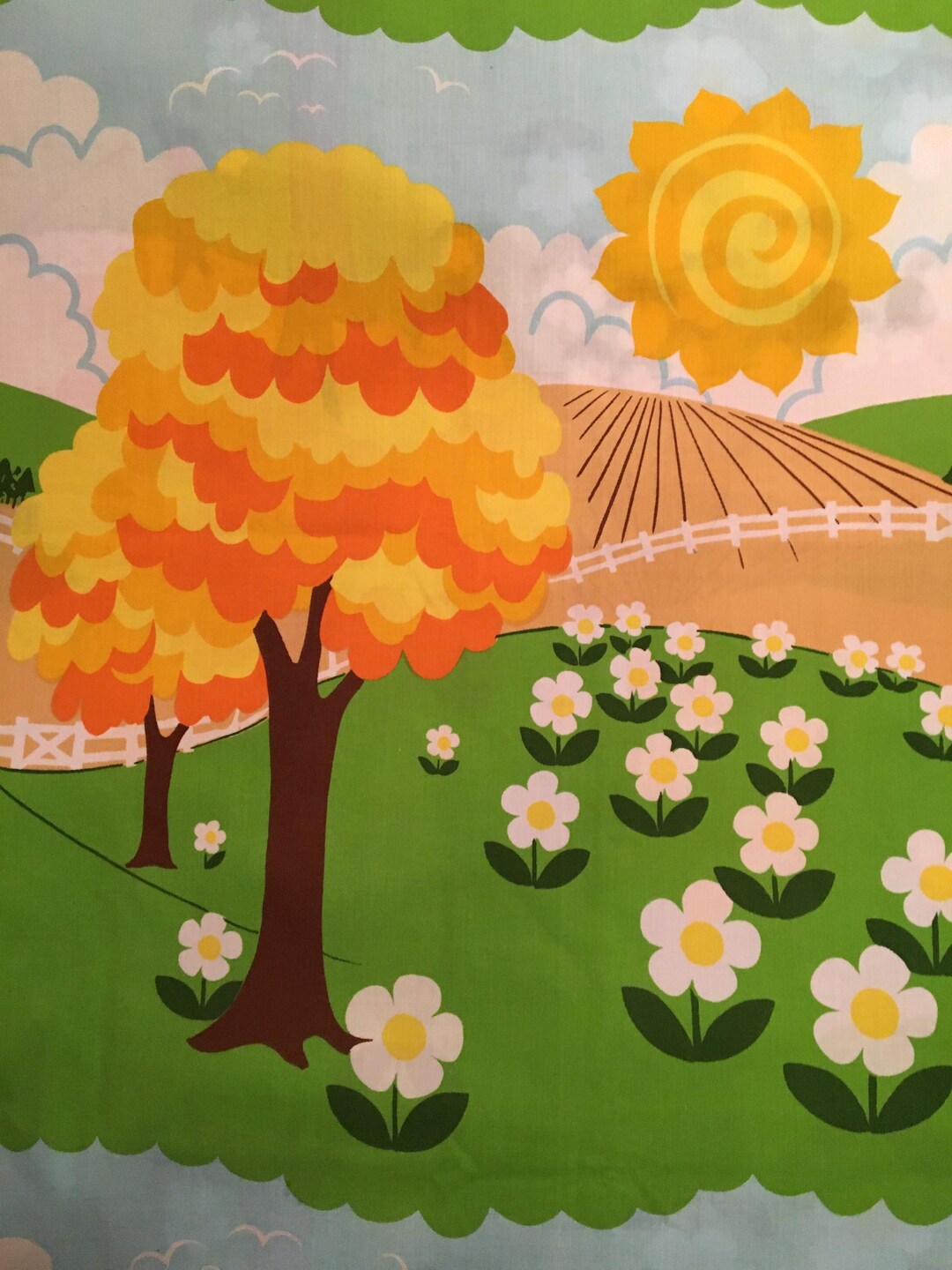 Vintage Sears Sheet Sunshine Scenic Full Flat Cotton Unused - Etsy
