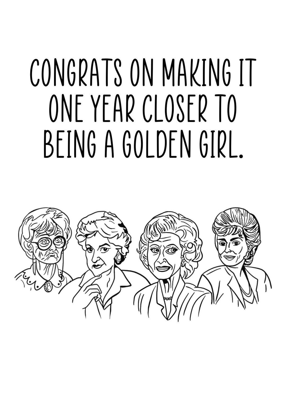 Funny Golden Girls Birthday Card JPG File Digital Print File Funny ...