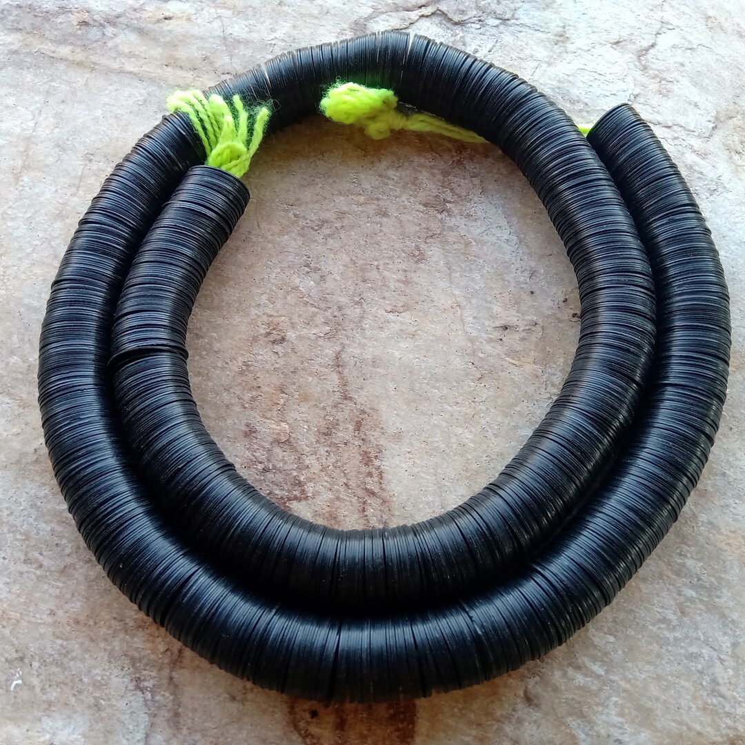 New Black African Vinyl, 22 Mm, Vulcanite Disc Beads,ex Long, 37-38 ...
