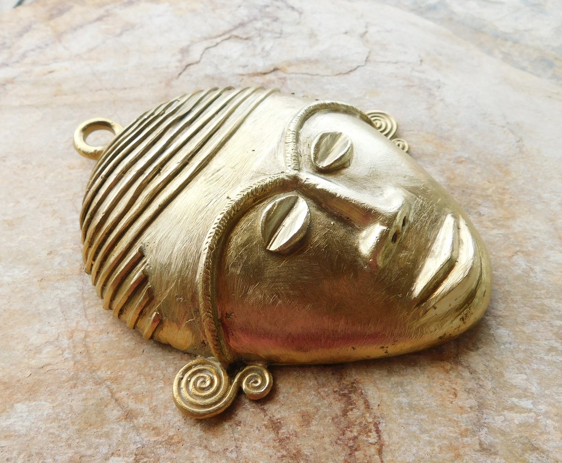 Extra Large Ashanti Brass Mask 7.5 Large Decorative | Etsy