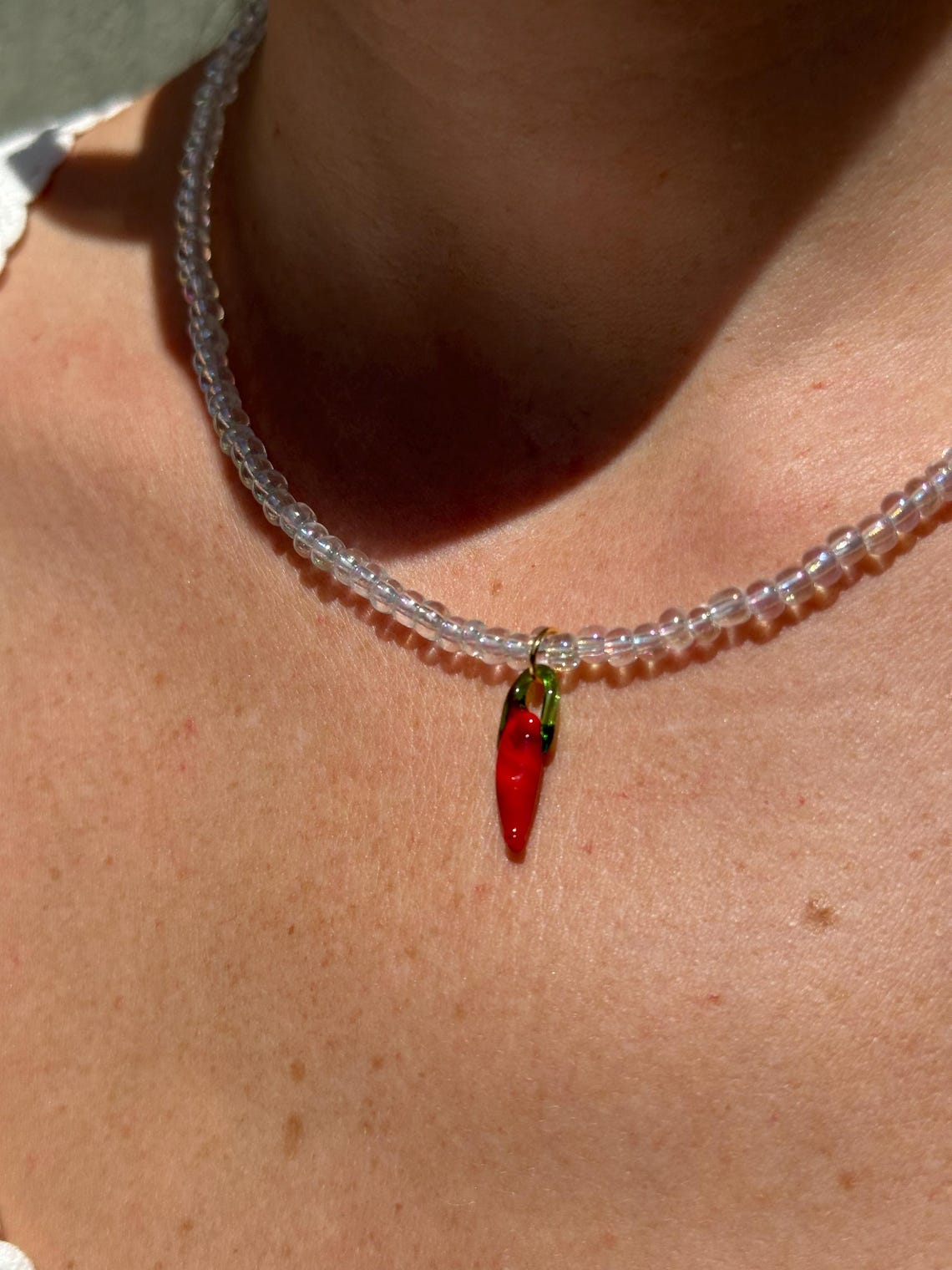 Glass Slipper With Chili Pepper- Unique Handmade One-of-a-kind Necklace ...