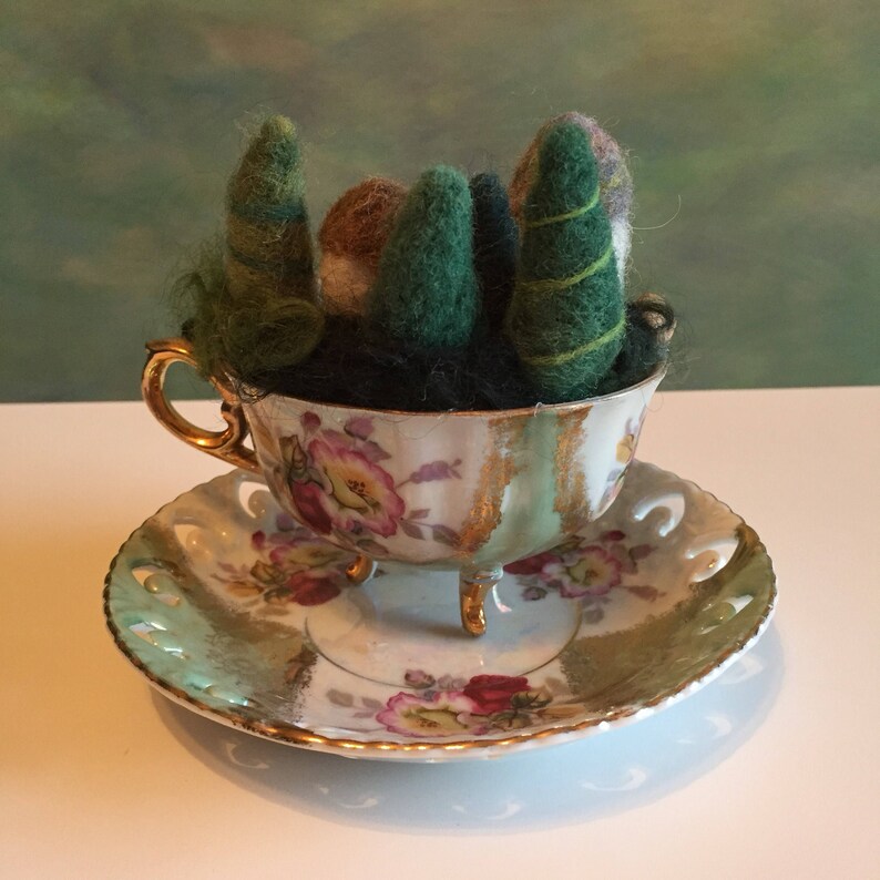 Kit: Needle Felted Fairy Garden Tea Cup - Etsy