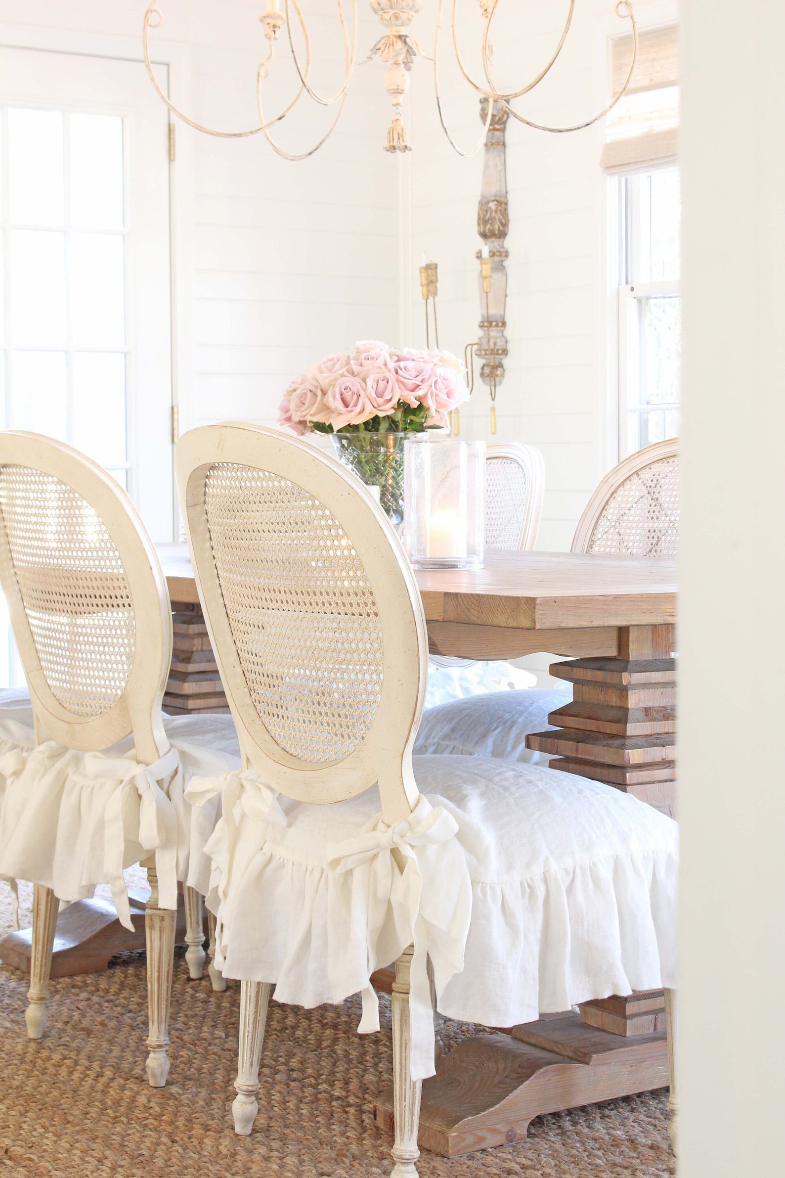 Luxury Chair Cover, Ruffled Linen, Dining Chair Covers, Slipcover ...