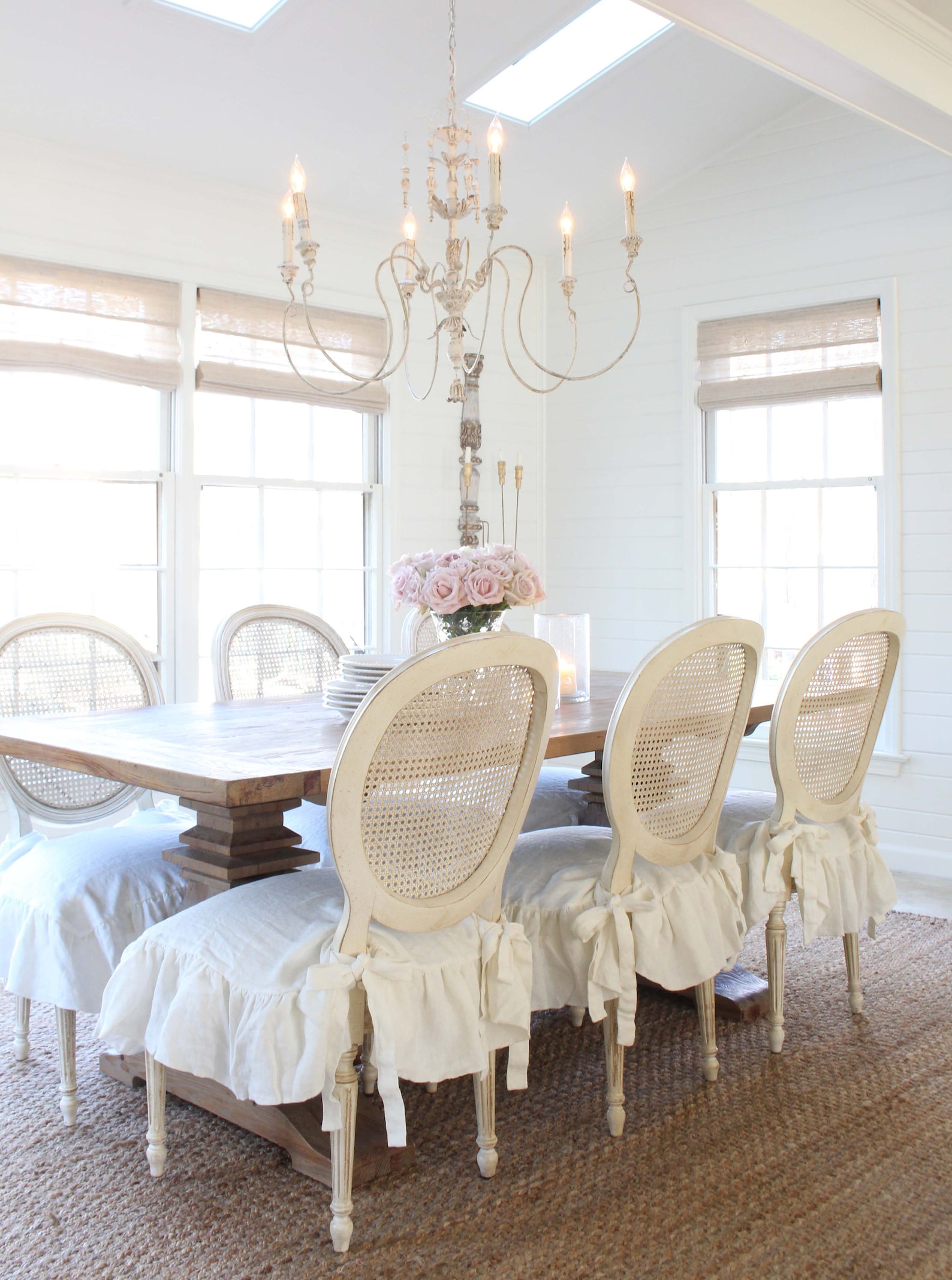 Luxury Chair Cover, Ruffled Linen, Dining Chair Covers, Slipcover ...