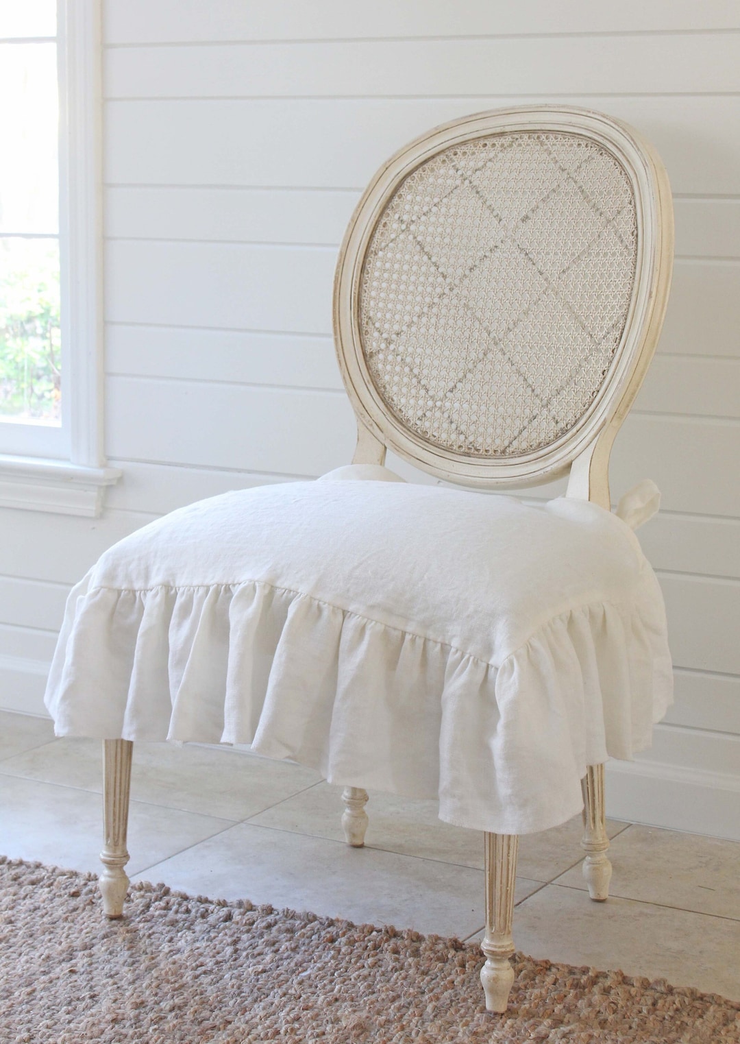 Luxury Chair Cover, Ruffled Linen, Dining Chair Covers, Slipcover ...