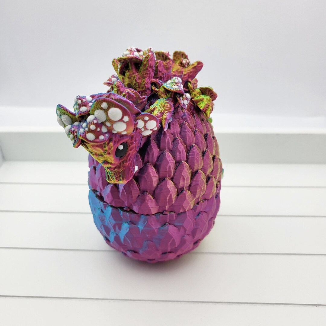 3D Printed Baby Mushroom Dragon in Egg-fully Articulated Dragon in ...
