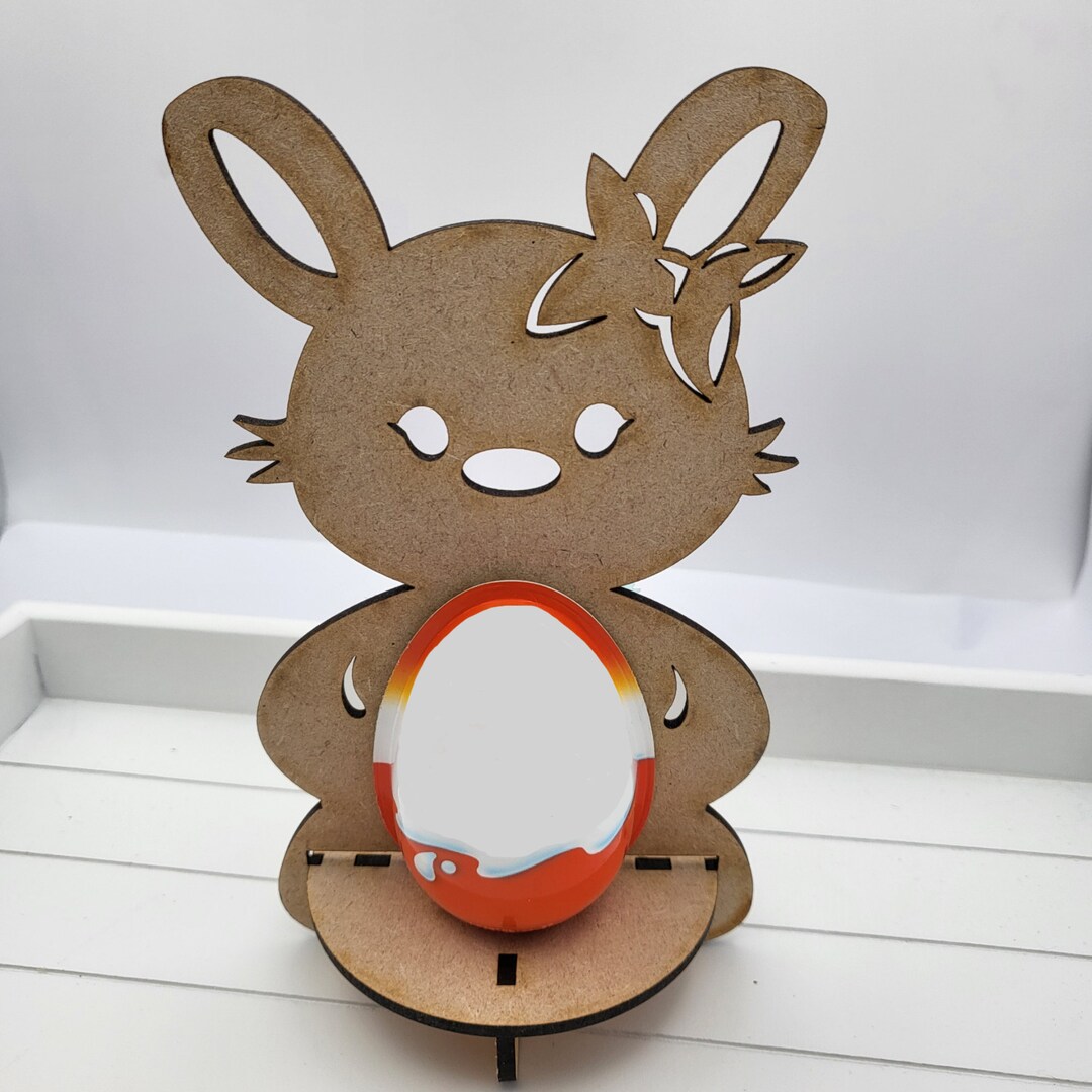 Rabbit Shape Egg Holder on Stand MDF Wood Easter Base Wooden Blank ...
