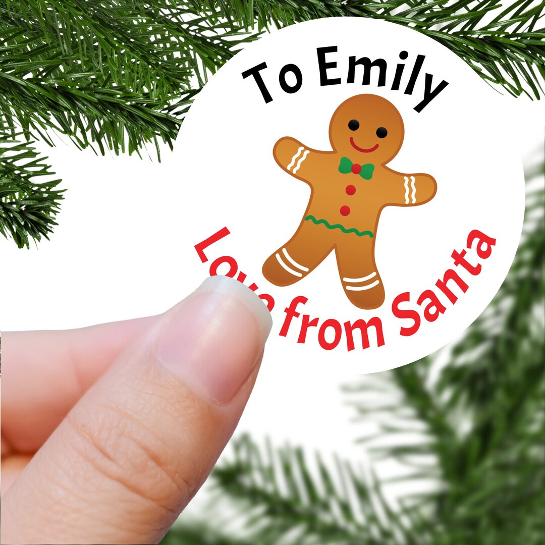 Personalised Love From Santa Circular Sticker Label for Christmas Gifts ...