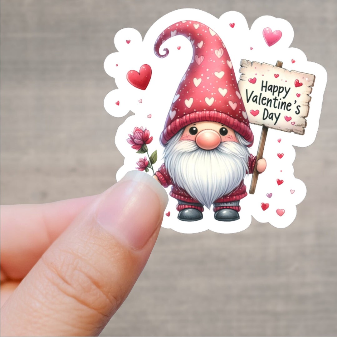 Happy Valentine's Day Gnome Gonk Sticker Label Sheet of 24, Gift Bag ...