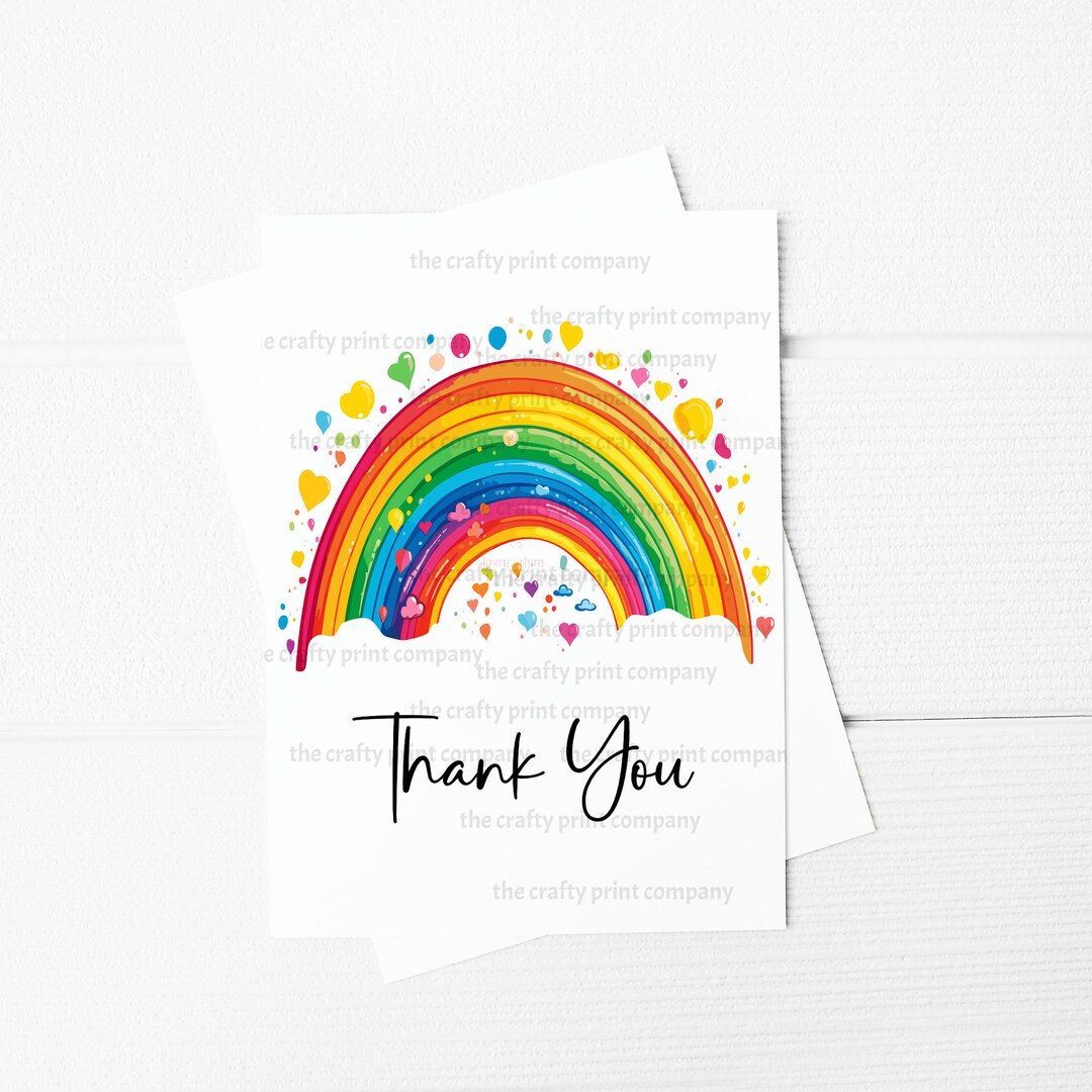 Rainbow Thank You A5 Greeting Card A5 Thank You Card - Etsy