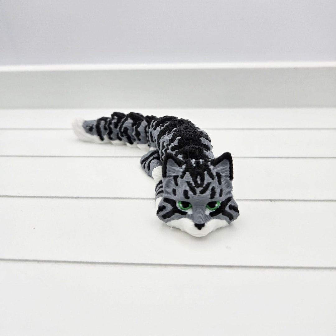 3D Printed Tabby Cat Flexi Articulated Keyring | Keychain | Fidget ...