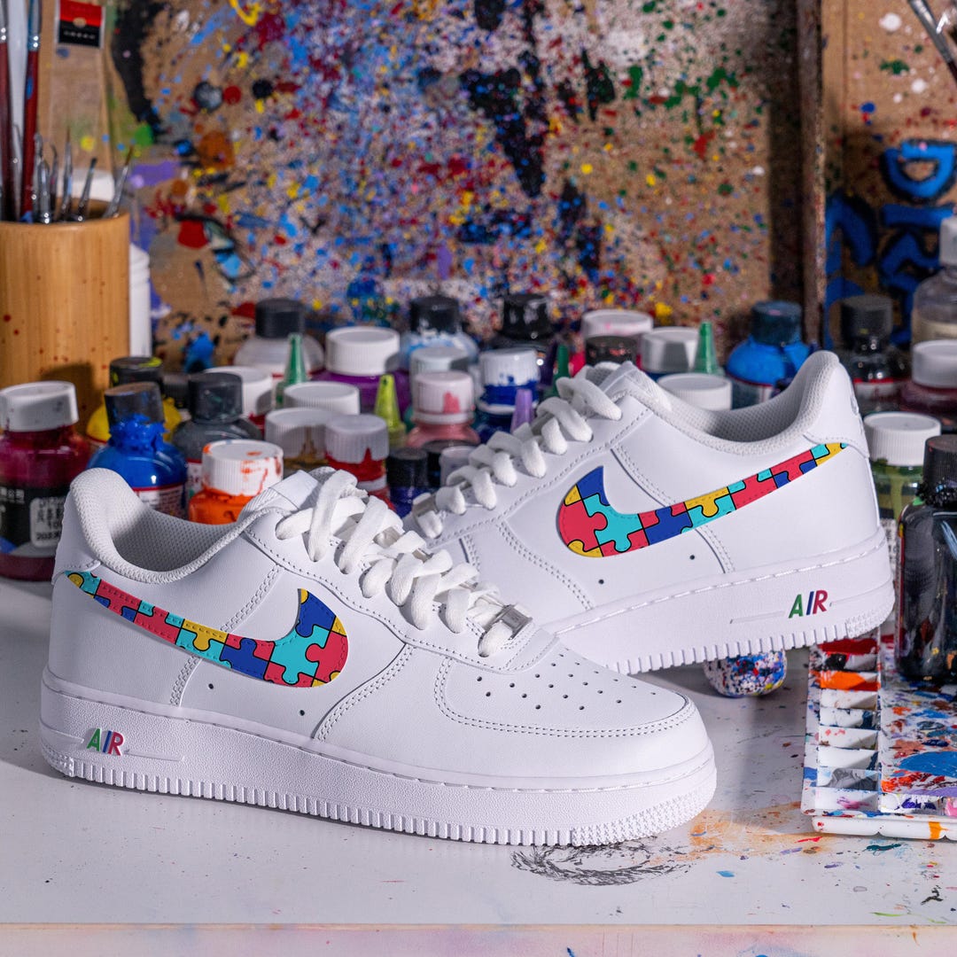 Custom Autism Awareness Air Force 1, Handpainted Puzzle Custom AF1 ...