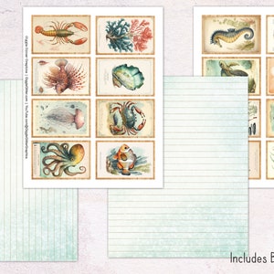 Ocean Life Journaling Cards for Junk Journals | Nautical Junk Journal ...