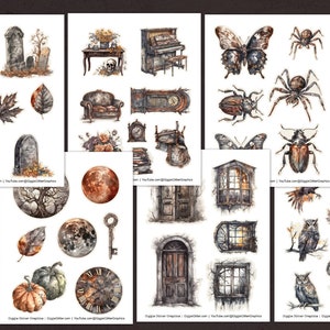 Spooky Fussy Cuts Printable Sticker Sheets | Halloween Junk Journal Kit ...