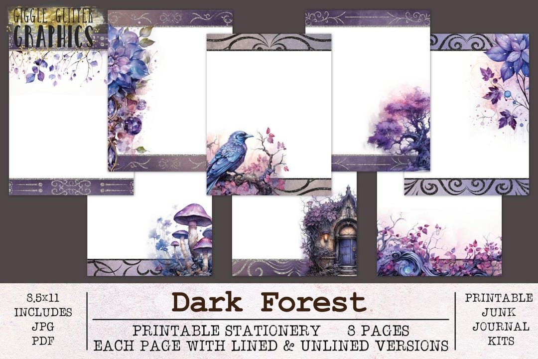 Dark Forest Stationery | Unlined and Lined Writing Paper JPG PDF ...