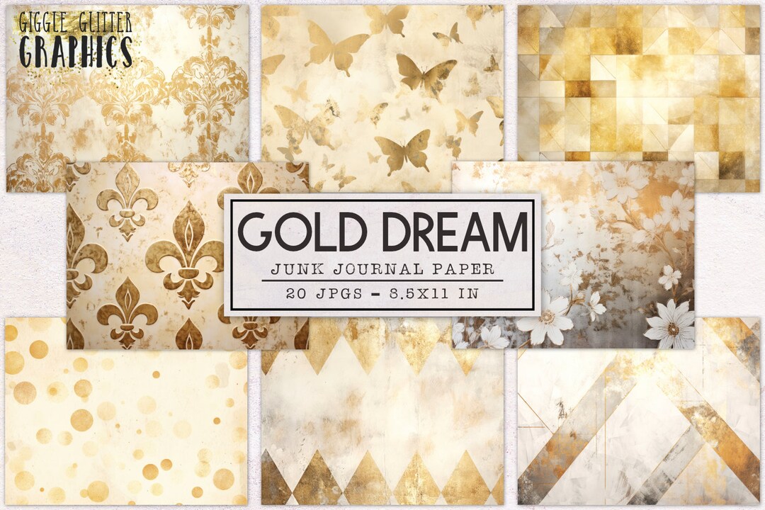 Gold Dream Junk Journal Paper Junk Journal Kit Printable Journal Pages ...
