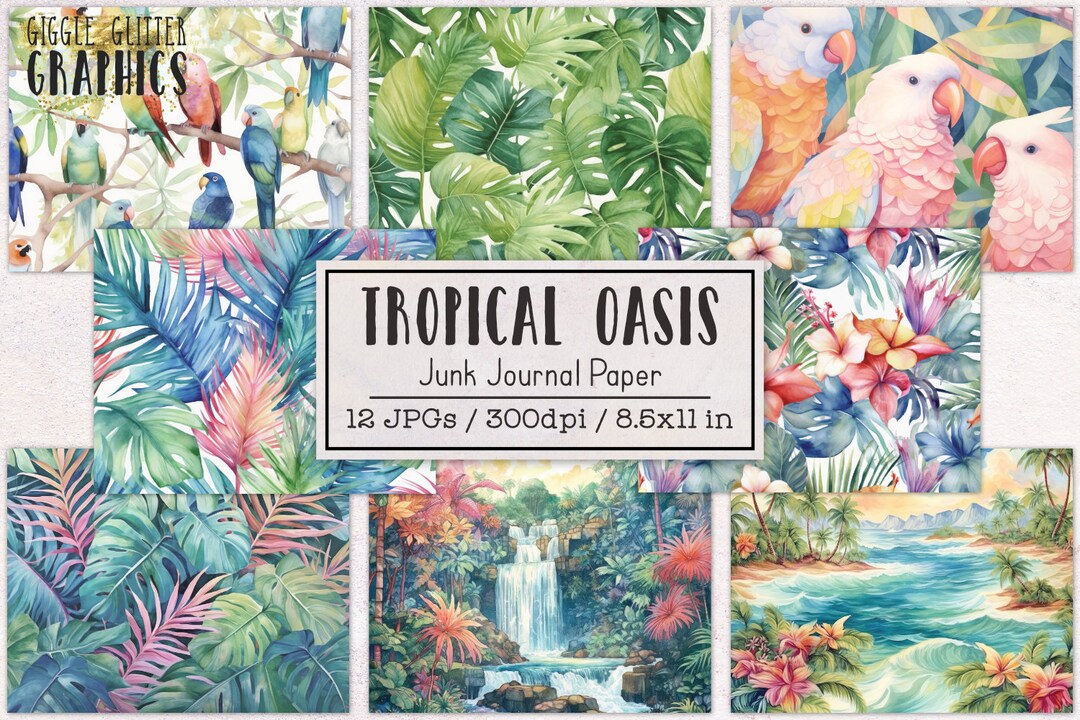 Tropical Oasis Junk Journal Paper Junk Journal Kit Printable Journal ...