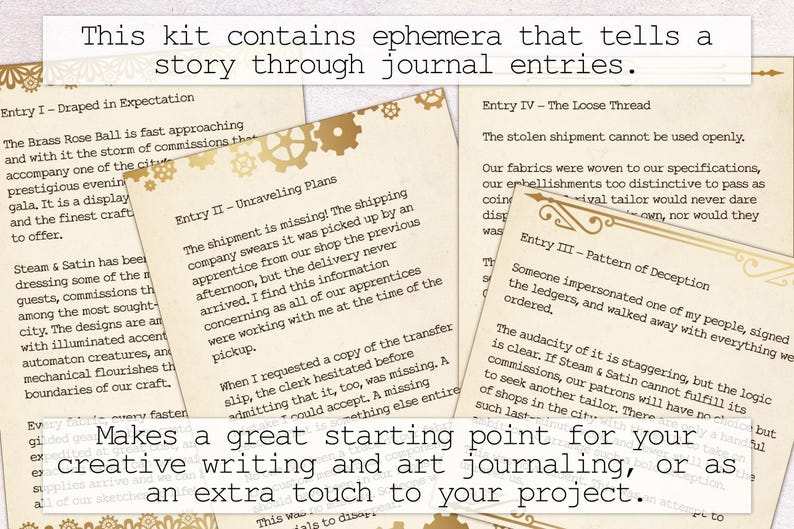 Steam & Satin Steampunk Junk Journal Kit | JPG PNG PDF Ephemera Pack ...