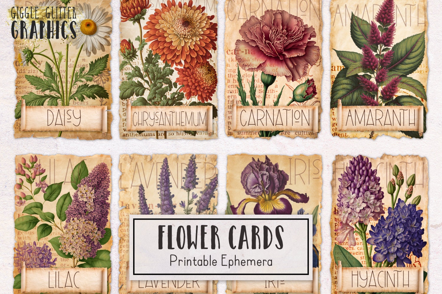 Vintage Style Flower Botanical Ephemera Kit Digital Ephemera - Etsy