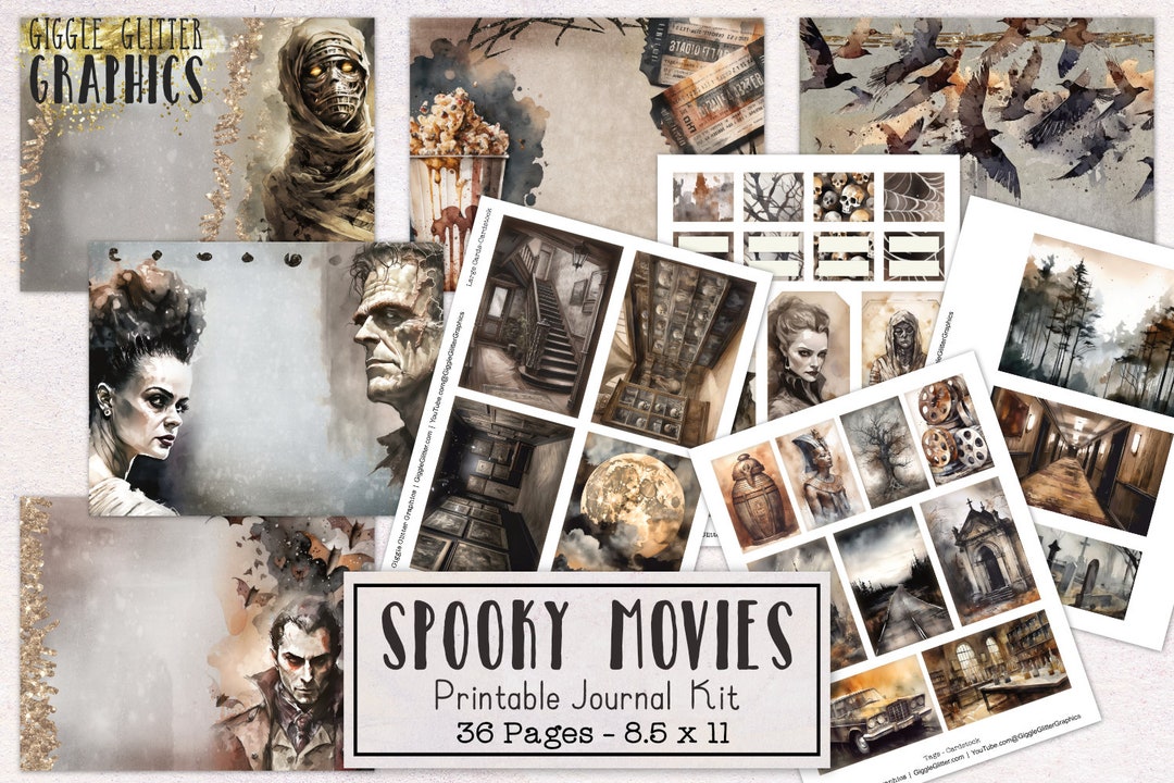 Spooky Movies Junk Journal Kit | Vintage Junk Journal Ephemera Pack ...