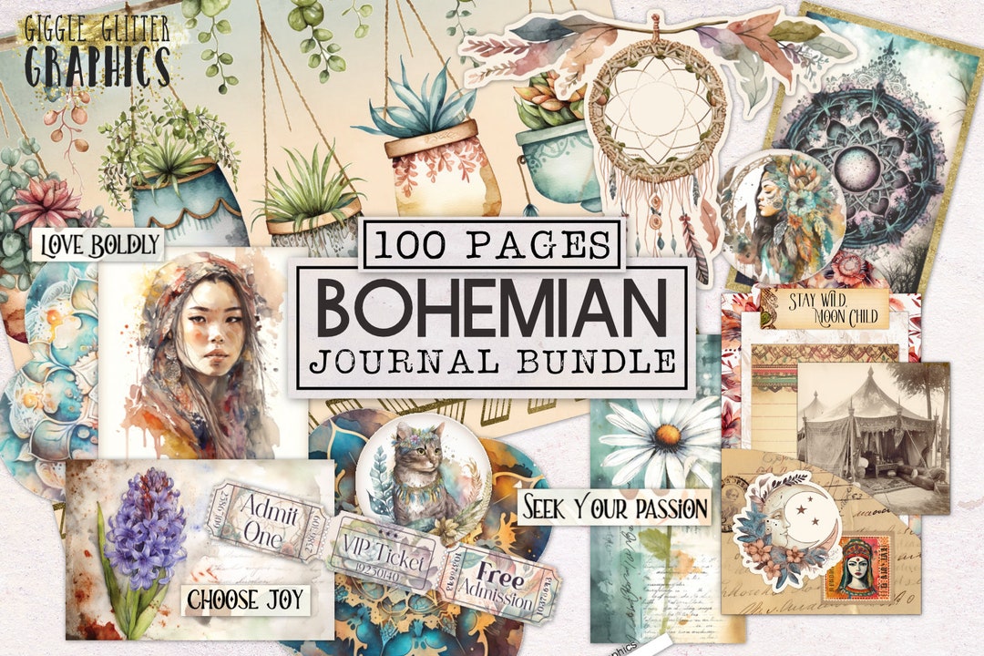 Bohemian Junk Journal BUNDLE | Boho Junk Journal Ephemera Pack ...