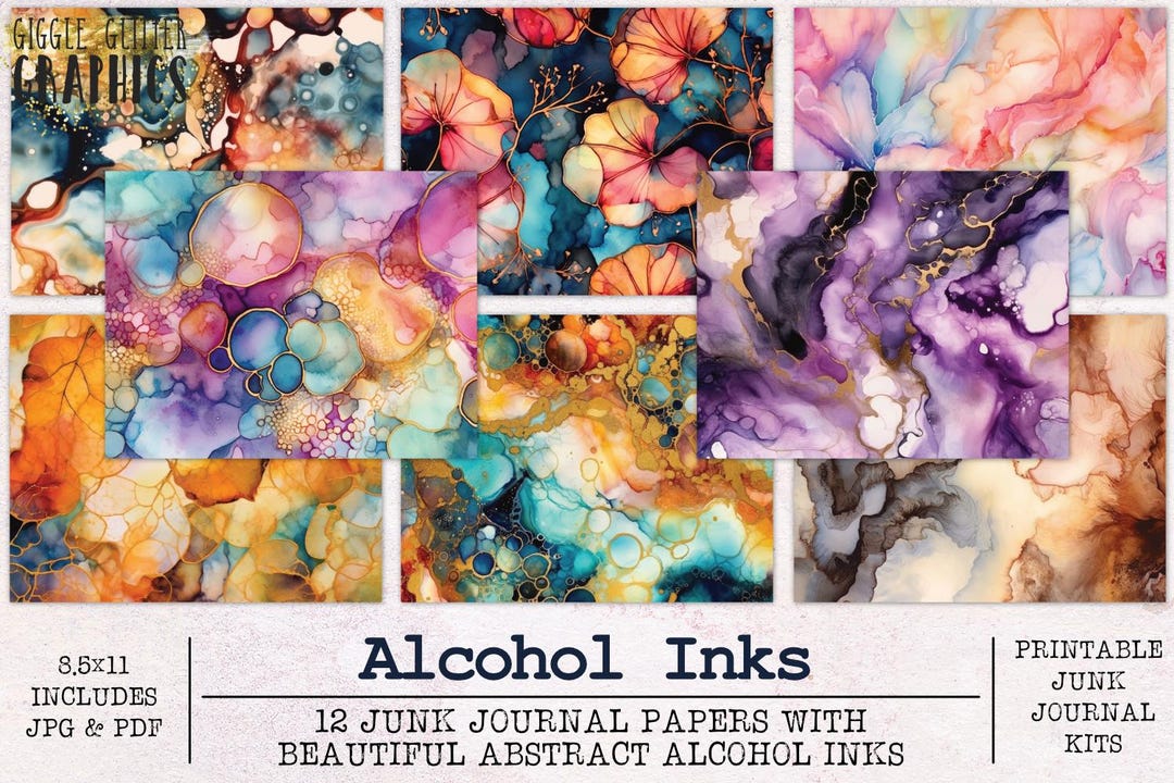 Alcohol Ink Junk Journal Paper | Junk Journal Ephmera Kit JPG and PDF ...