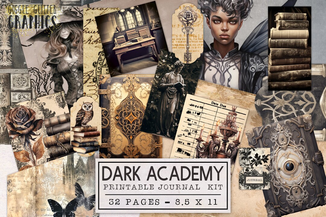 Dark Academy Junk Journal Kit | Junk Journal Ephemera Pack | Printable ...
