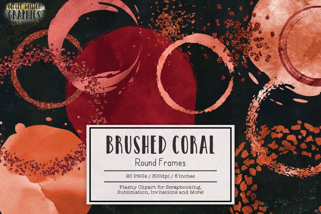 Red Pink Coral Brushed Frames Clipart 20 Image PNG File 8in - Etsy