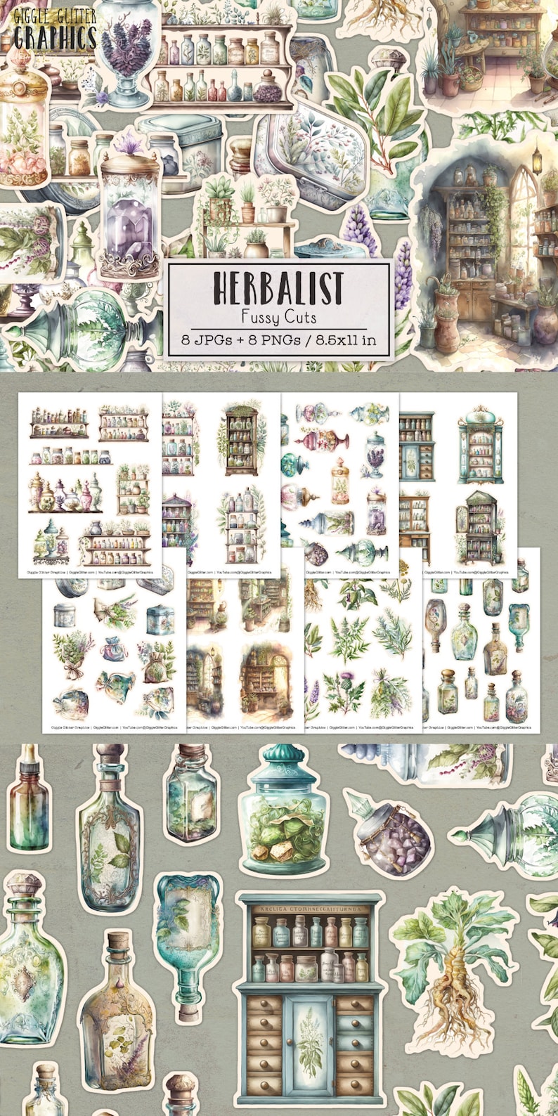 Herbalist Apothecary Fussy Cuts Printable Sticker Sheets - Etsy