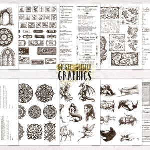 Fantasy Junk Journal Ephemera Vintage Style | Junk Journal Kit ...